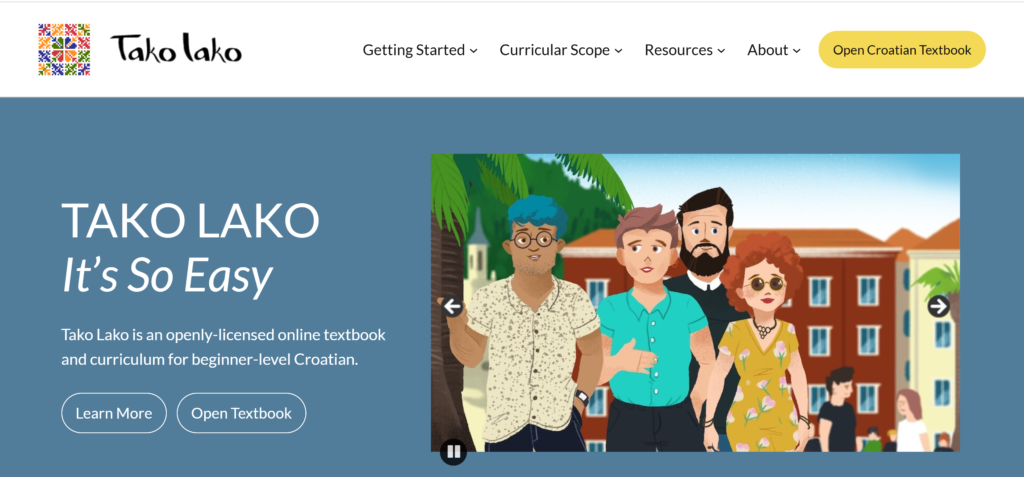 New OER: Online Croatian Textbook “Tako lako” – International Education ...